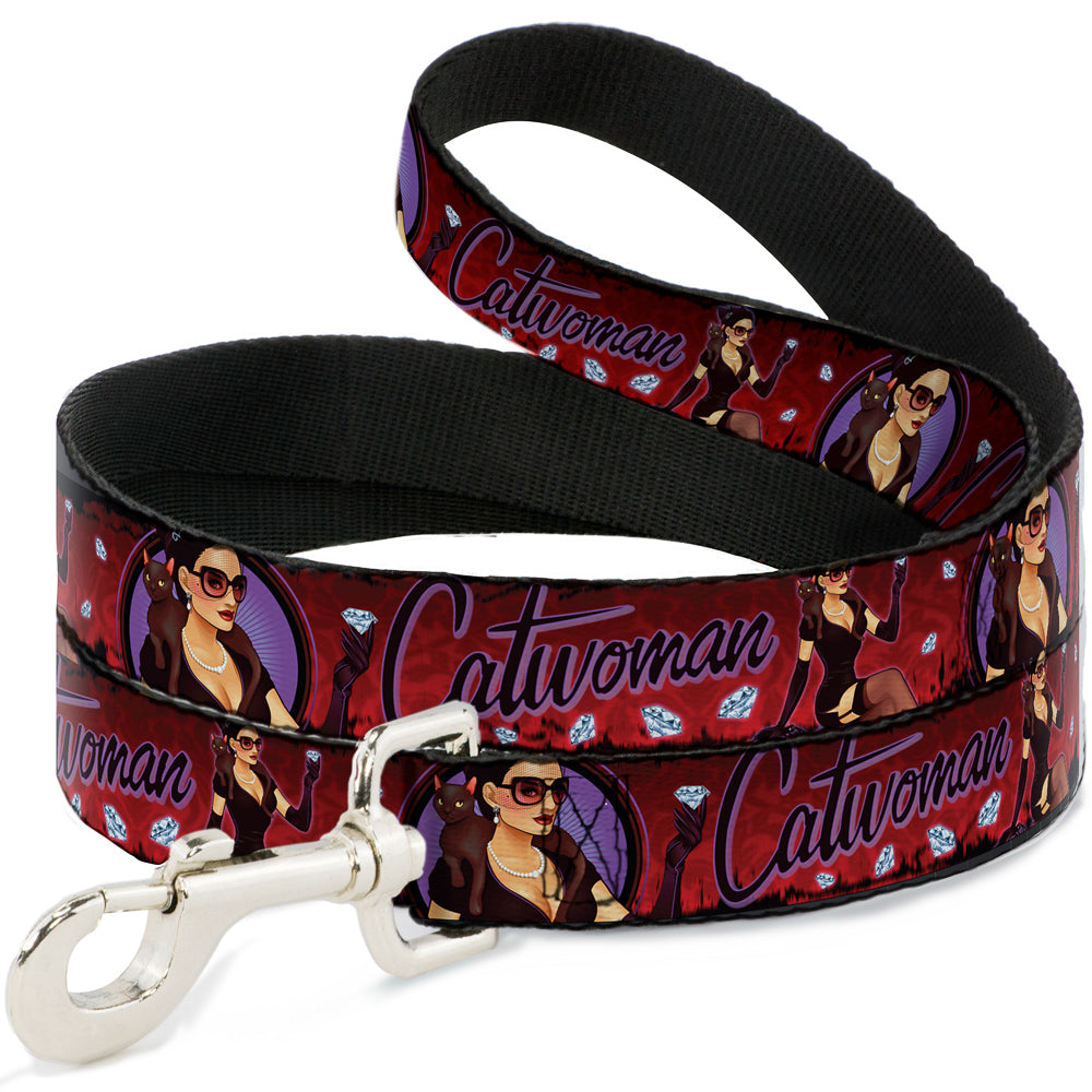 Dog Leash - CATWOMAN Bombshell Pose/Diamonds Red/Purple/Black – HT ...